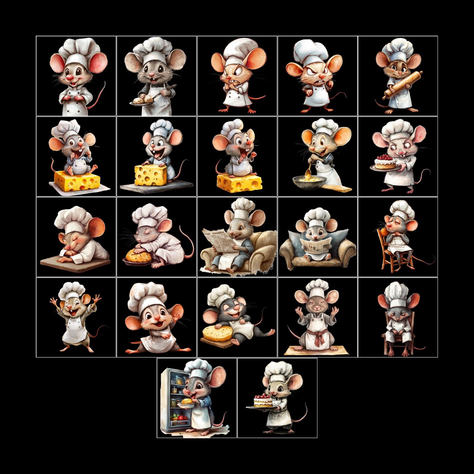 Quirky Chef Rat Clipart Humorous Rodent Graphics for Animal Themed ...