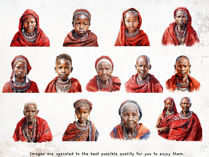 Maasai Tribe Watercolor Clipart: Tribal Art PNG (commercial Use) - Etsy