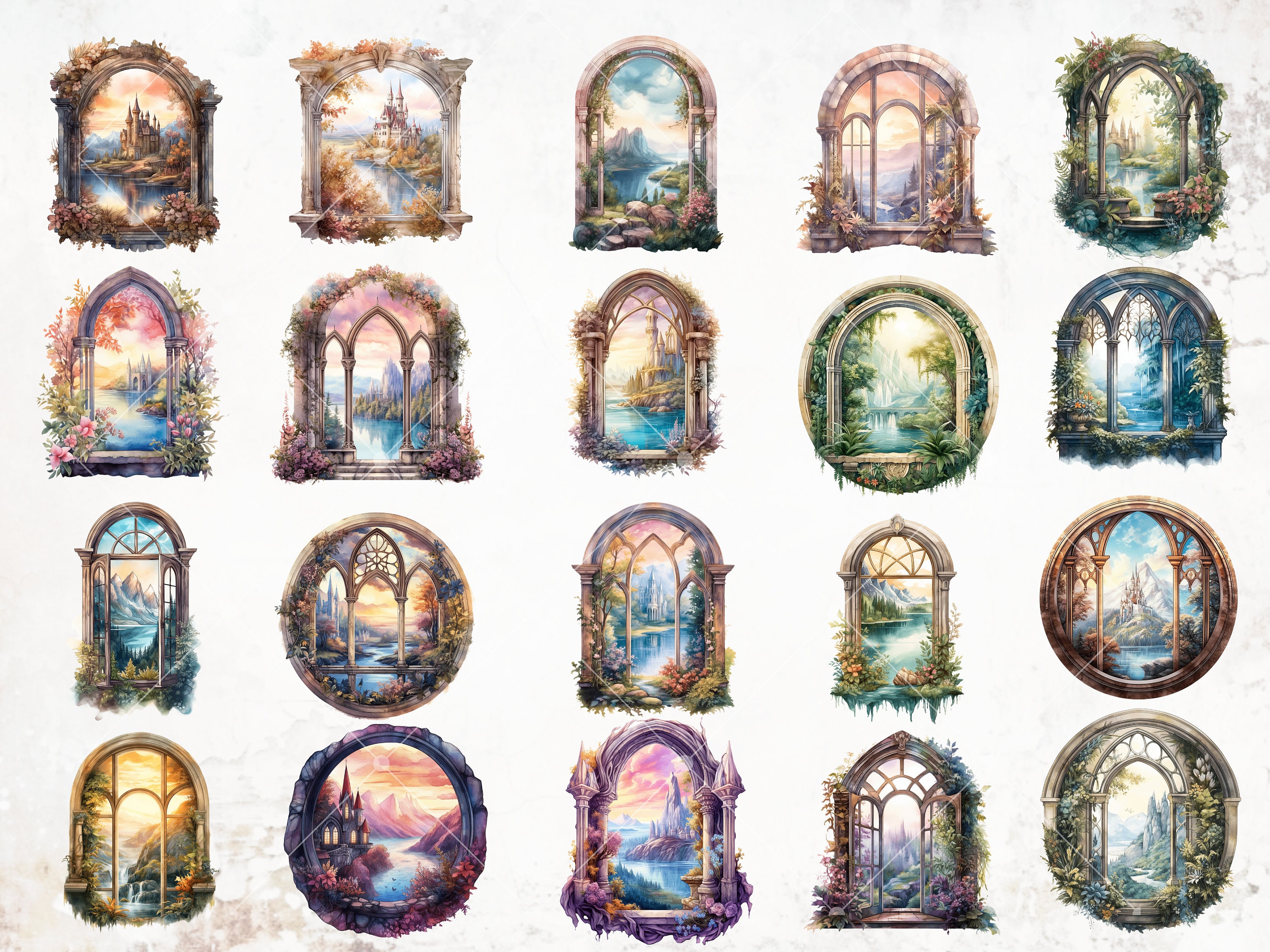 Fantasy Castle Window Watercolor Clipart, Whimsical Window, Fantasy ...
