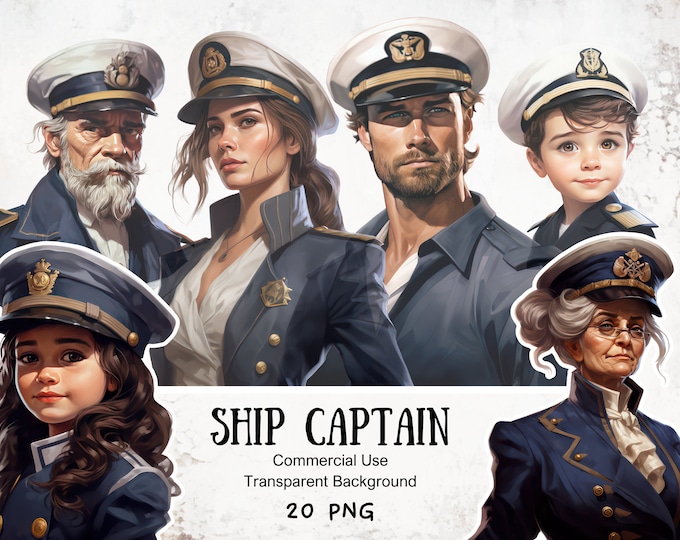 Ship Captain Clipart: Nautical PNG Graphics (digital Download) - Etsy