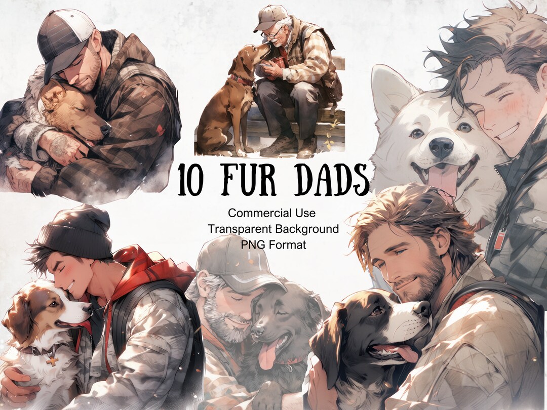 Fur Dad Watercolor Clipart: Father's Day Dog Graphics (digital Download ...