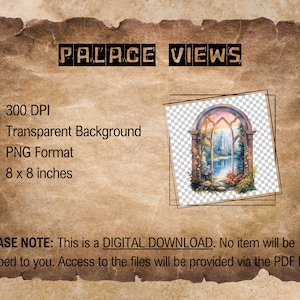 Printable Fantasy Castle Window Watercolor Clipart Bundle With ...