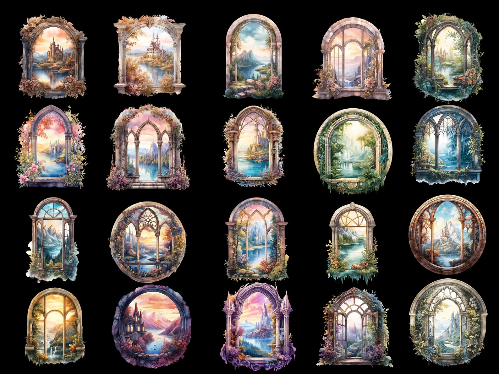Fantasy Castle Window Watercolor Clipart, Whimsical Window, Fantasy ...