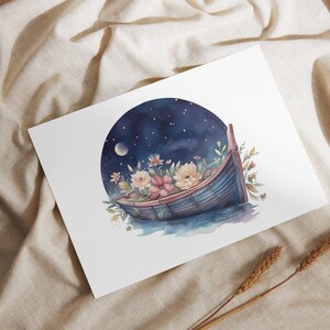 Watercolor Floral Boat Clipart, High Quality PNG, Instant Download ...