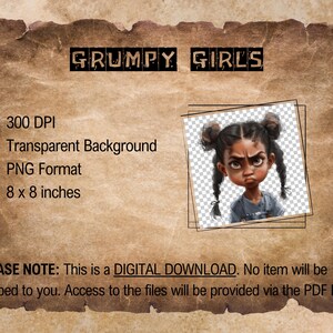 Grumpy Girl Clipart: Cartoon PNG Graphics (digital Download) - Etsy