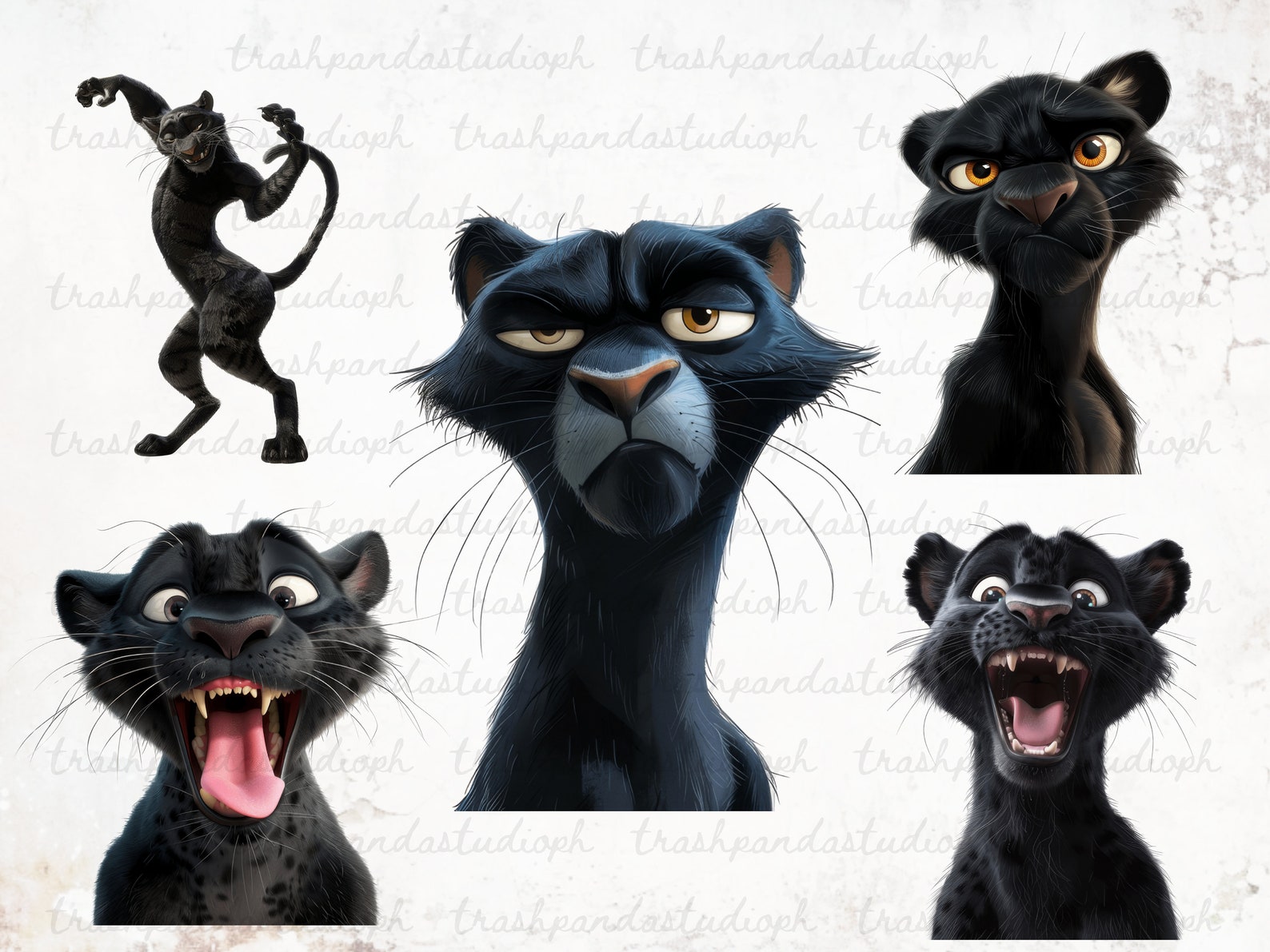 Quirky Panthers Clipart Bundle of Funny and Humorous Black Panther ...