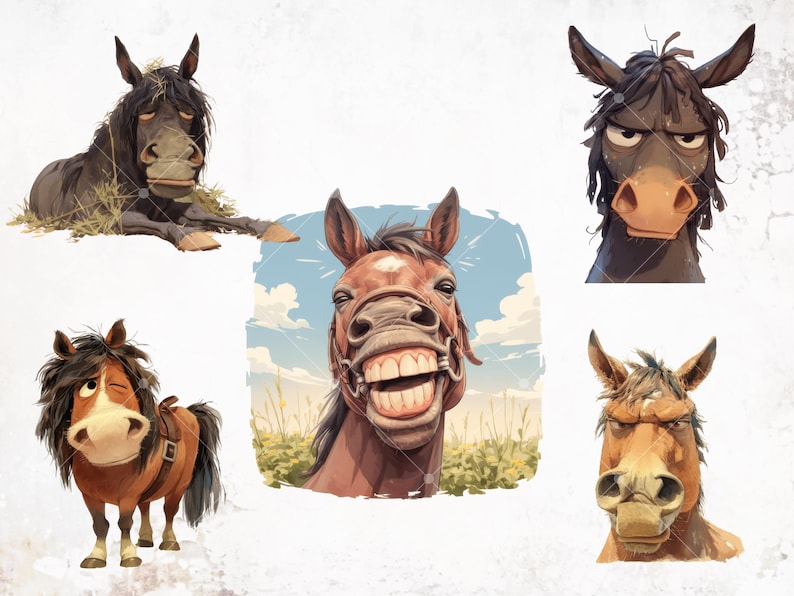 Funny Cartoon Horses Clipart Printable Collection, Hilarious Farm ...