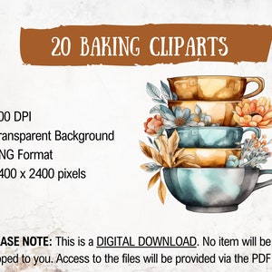 Baking Clipart Watercolor Bundle Printable Graphics Pastry Chef Journal ...