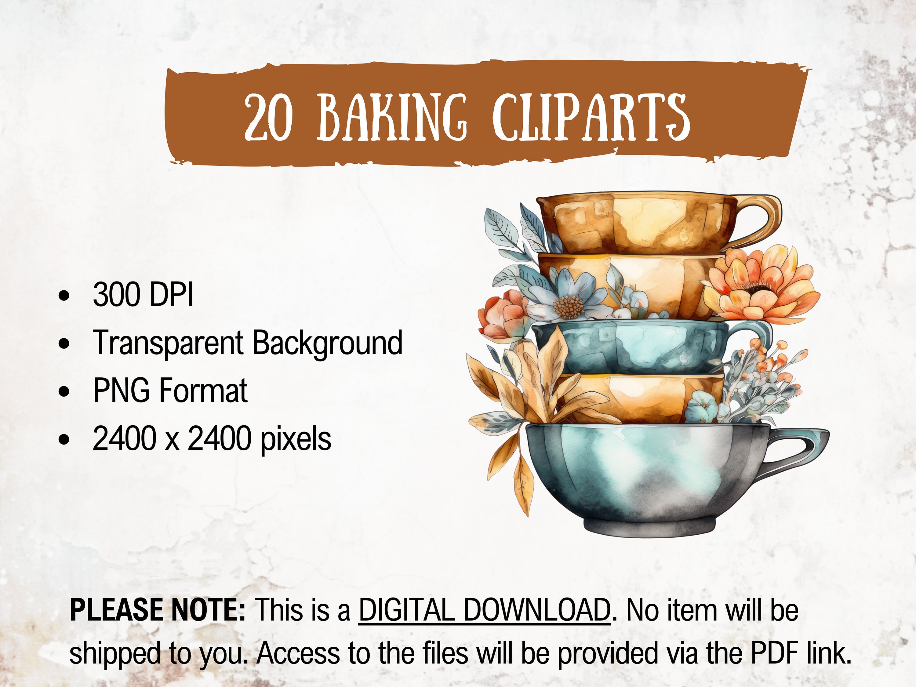 Baking Clipart Watercolor Bundle Transparent PNG File Baking - Etsy