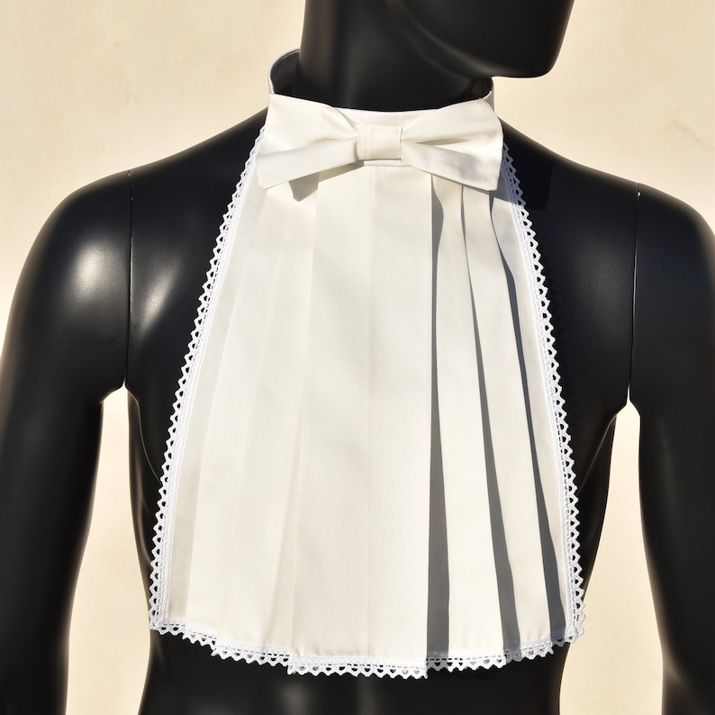 Court Bib With Folds and Lace. Made in Italy. Lawyer Neck. Lawyer Jabot ...