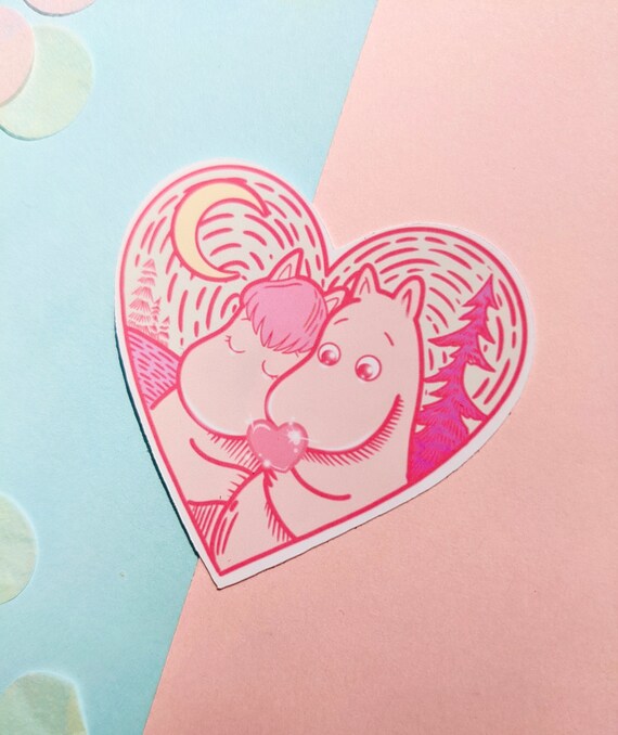 Moomin and Snorkmaiden Love Heart Vinyl Sticker - Etsy