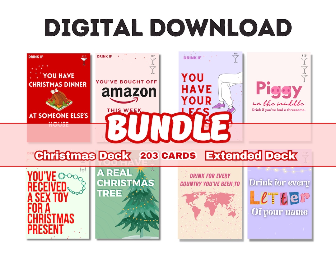 CHRISTMAS BUNDLE | Digital Adult EXPLICIT Drinking Card Game | 250 ...
