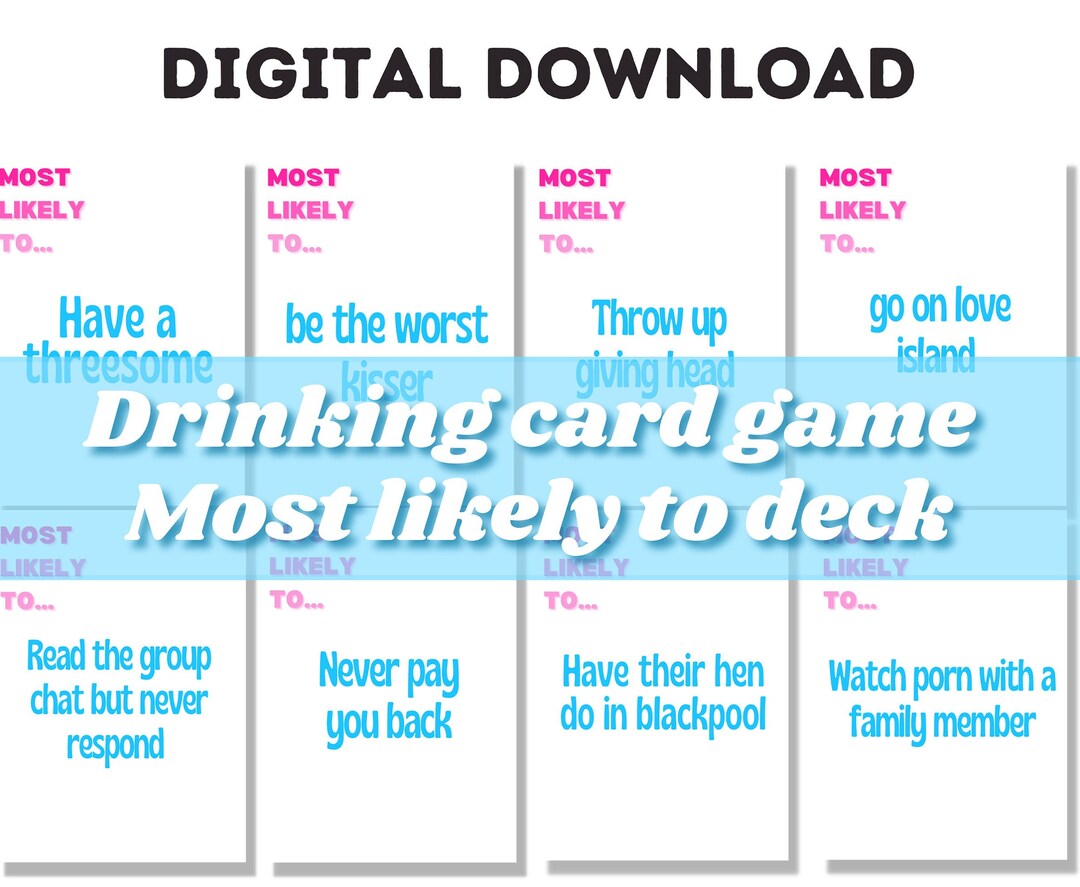 MOST LIKELY DECK Digital Adult Drinking Card Game 102 Cards, Pre ...