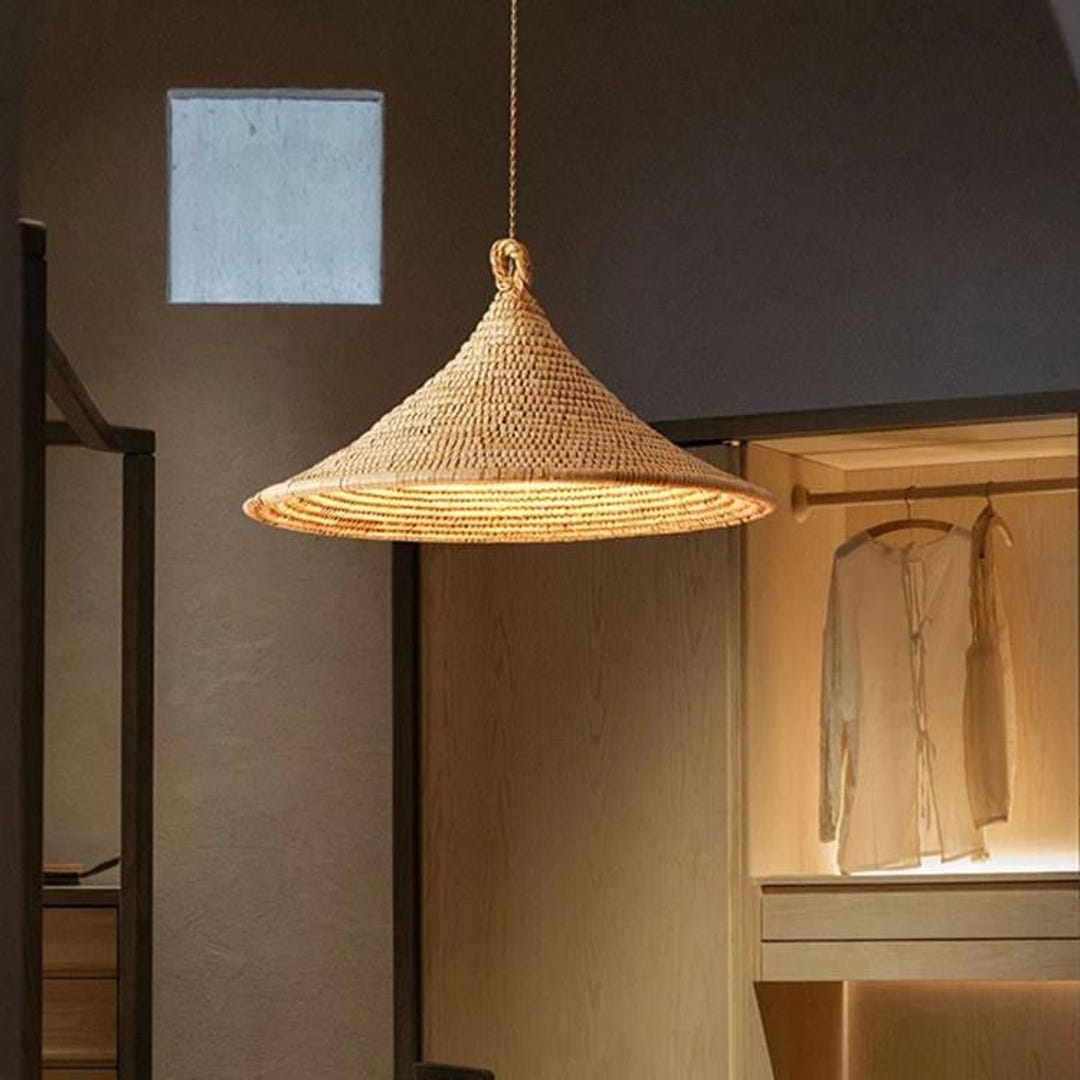 Japanese Style Chandelier Vintage Rattan Straw Hat Chandelier - Etsy