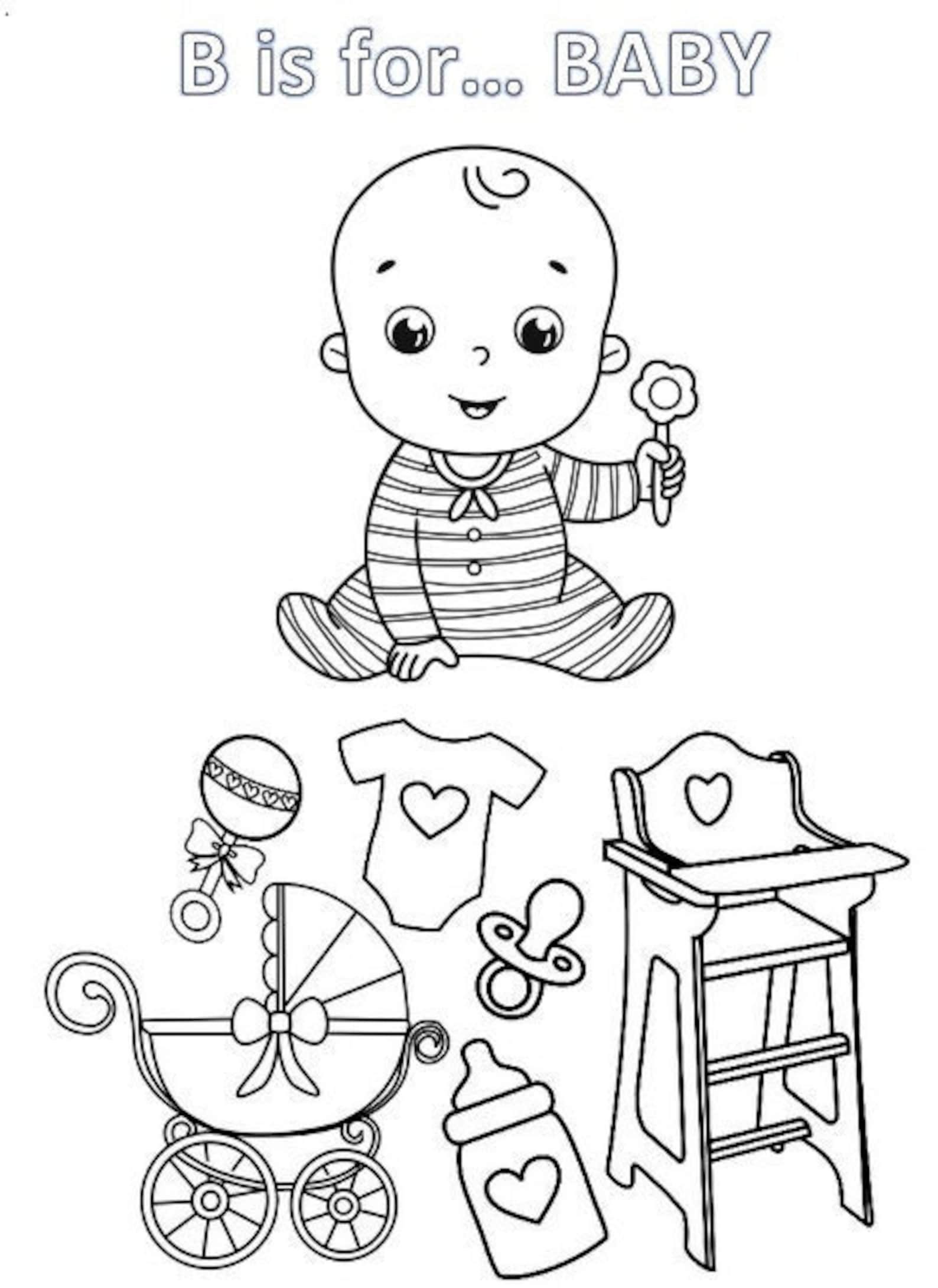 Baby Shower Coloring Sheet Printable Instant Download - Etsy