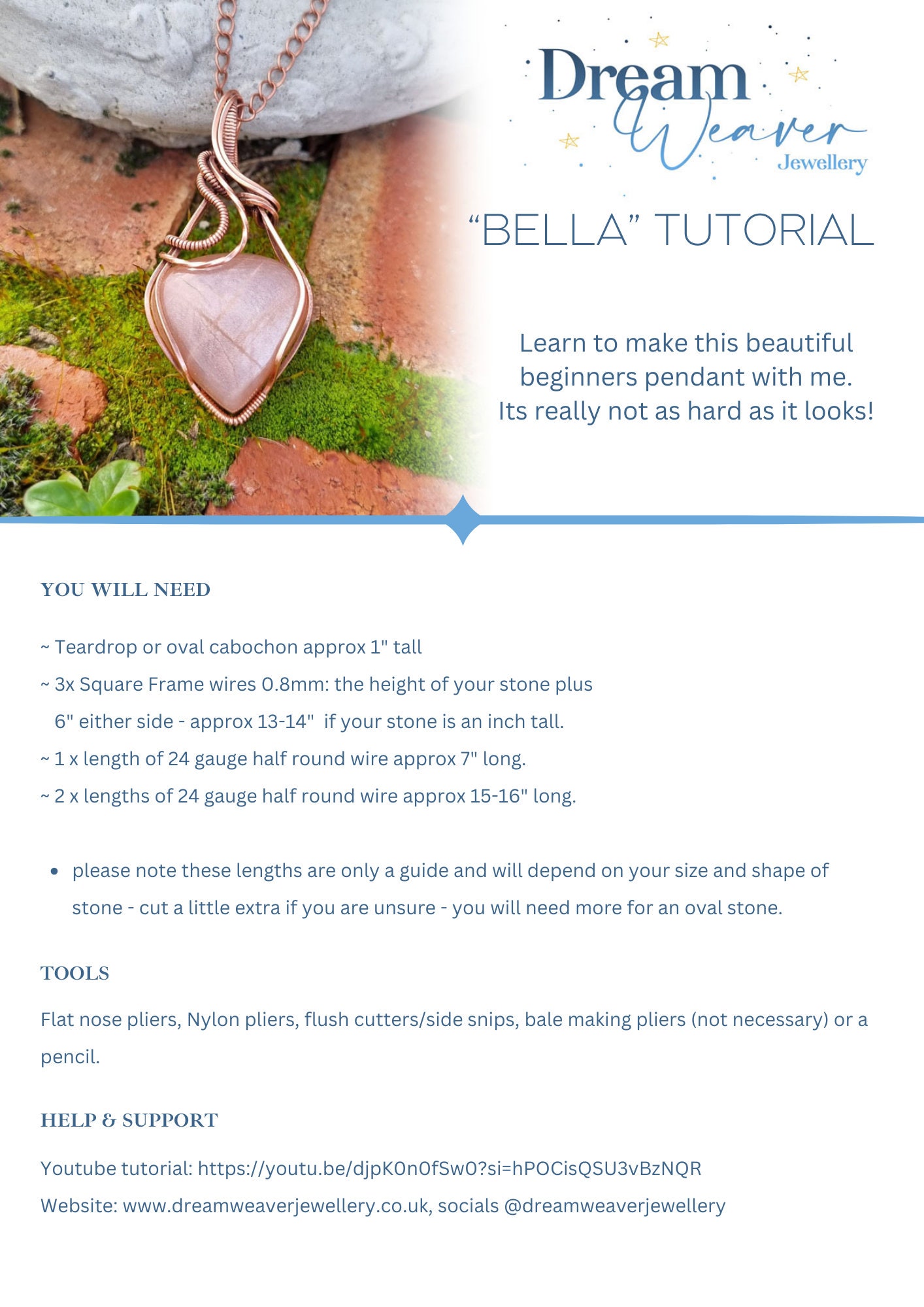 Beginner Wire Wrapping Jewelry Tutorial Bella Pendant Tutorial PDF ...