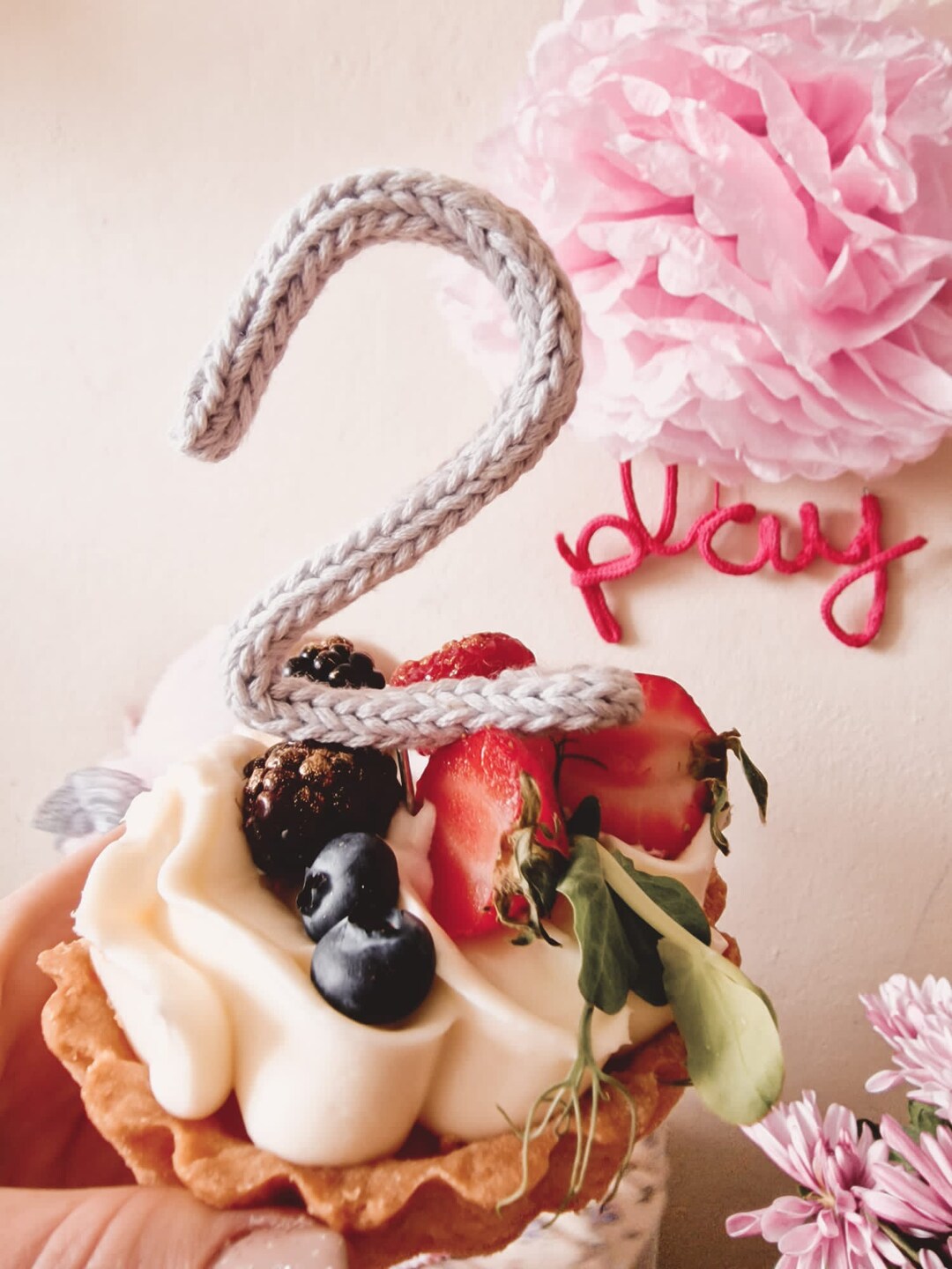 2- Wooly Words, Kids Decor, Wire Art, Children’s Cake Toppers , Knitted ...