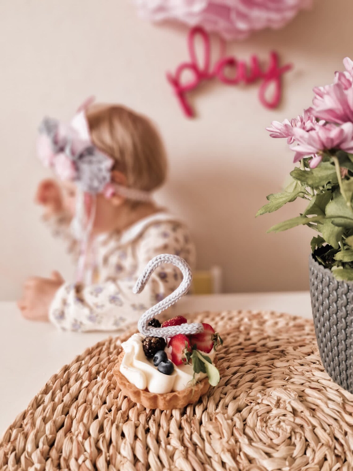 2- Wooly Words, Kids Decor, Wire Art, Children’s Cake Toppers , Knitted ...