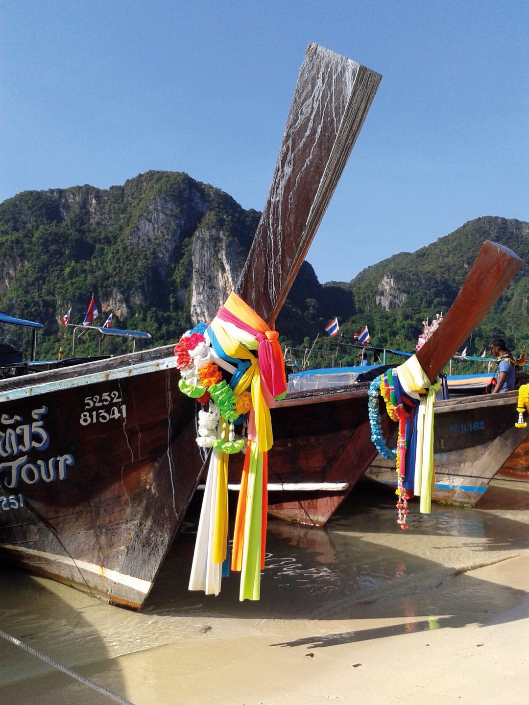 Kolae, Typical Thai Boats, Moored in Tonsai Bay loh Ton Sai, Koh Phi ...