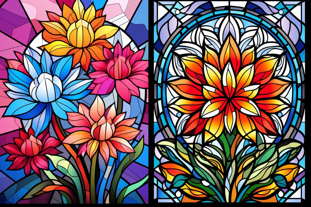 180 Stained Glass Flowers Coloring Pages Adults Coloring,beautiful ...