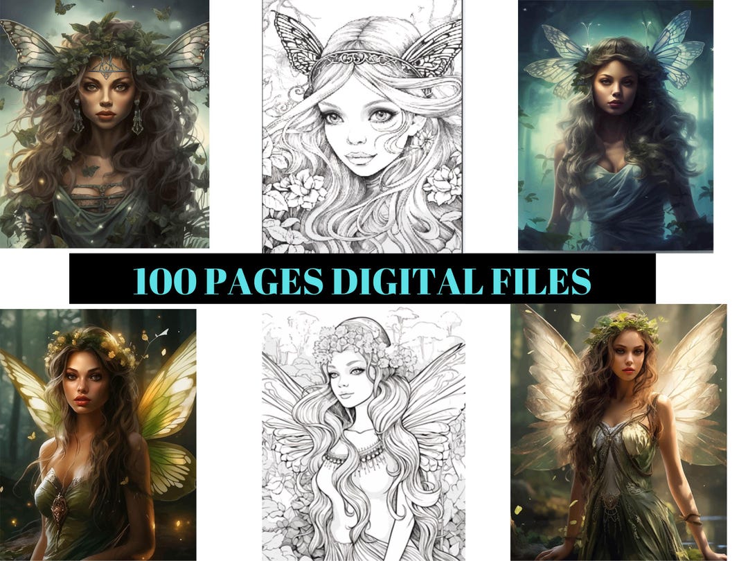 Forest Fairies Themed Digital Coloring Pages Enchanting Fairy Coloring ...