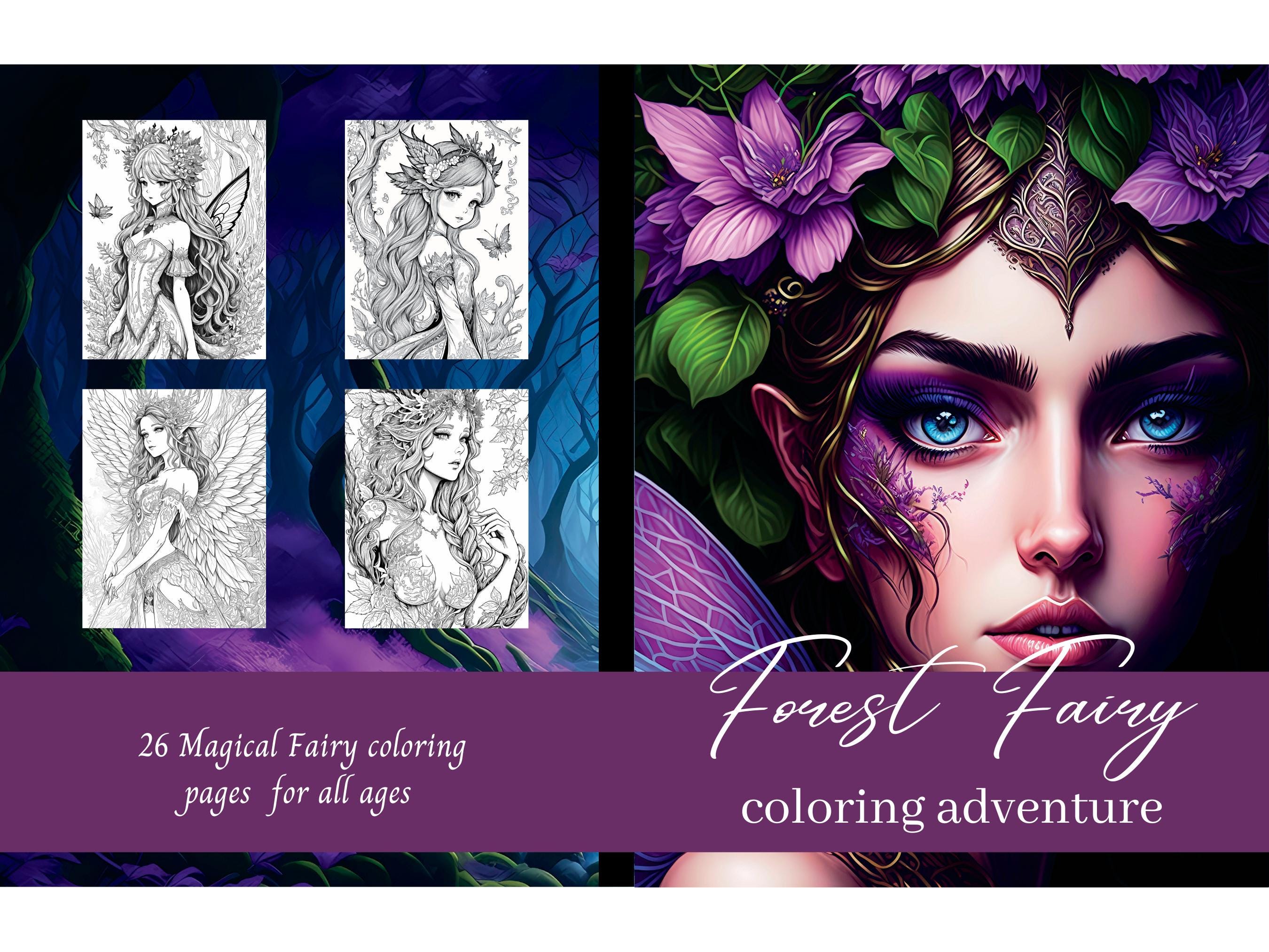 Magical Forest Fairy Coloring Pages - Enchanting Digital Downloads for ...