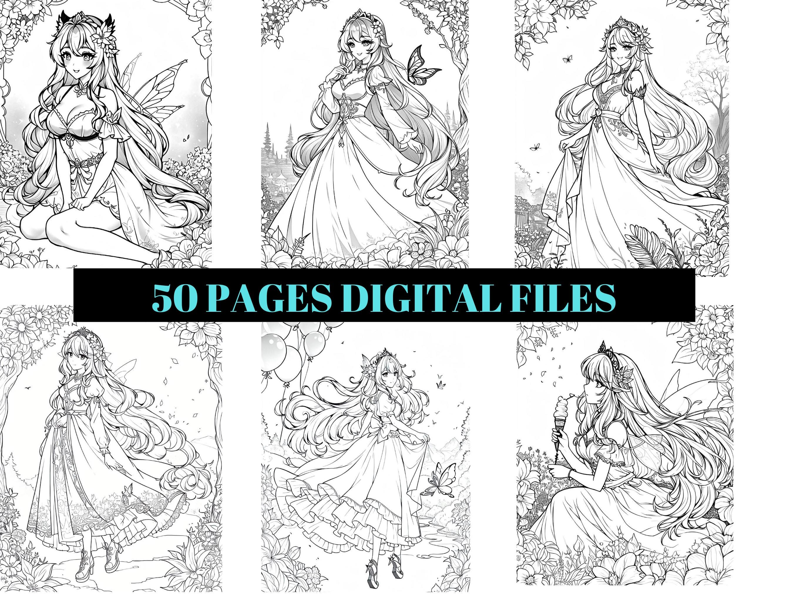 Fairy Princess Themed Digital Coloring Pages Magical Fairyland Coloring ...