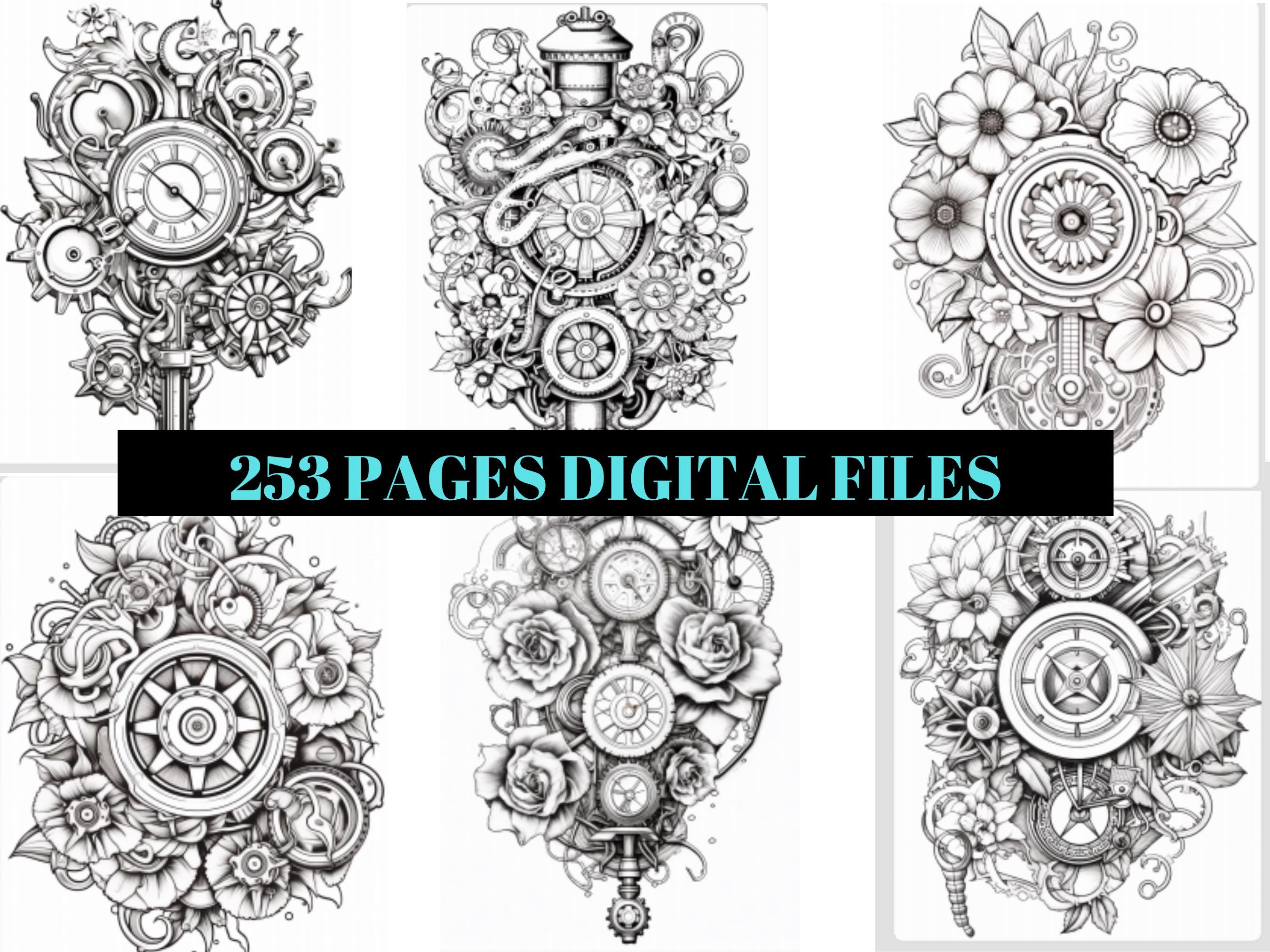 Steampunk Bloom Mandalas - Printable Coloring Pages - Etsy
