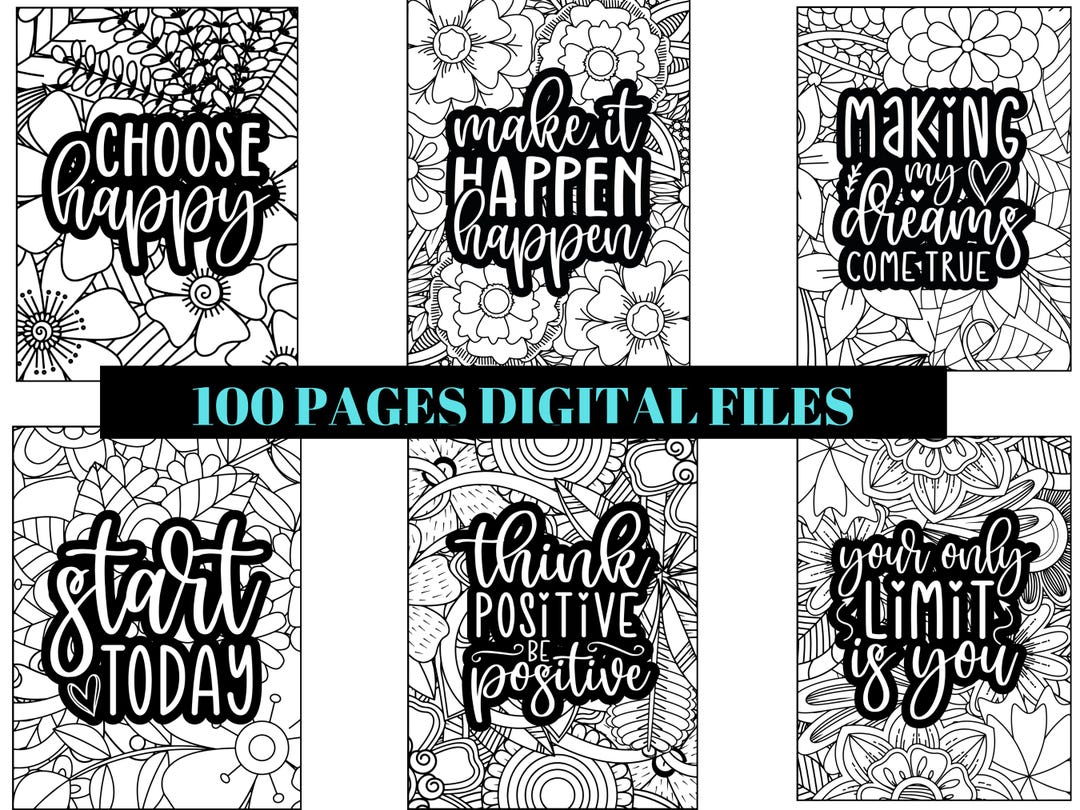 Inspirational Quotes Coloring Pages - Motivational Art Printables - Etsy