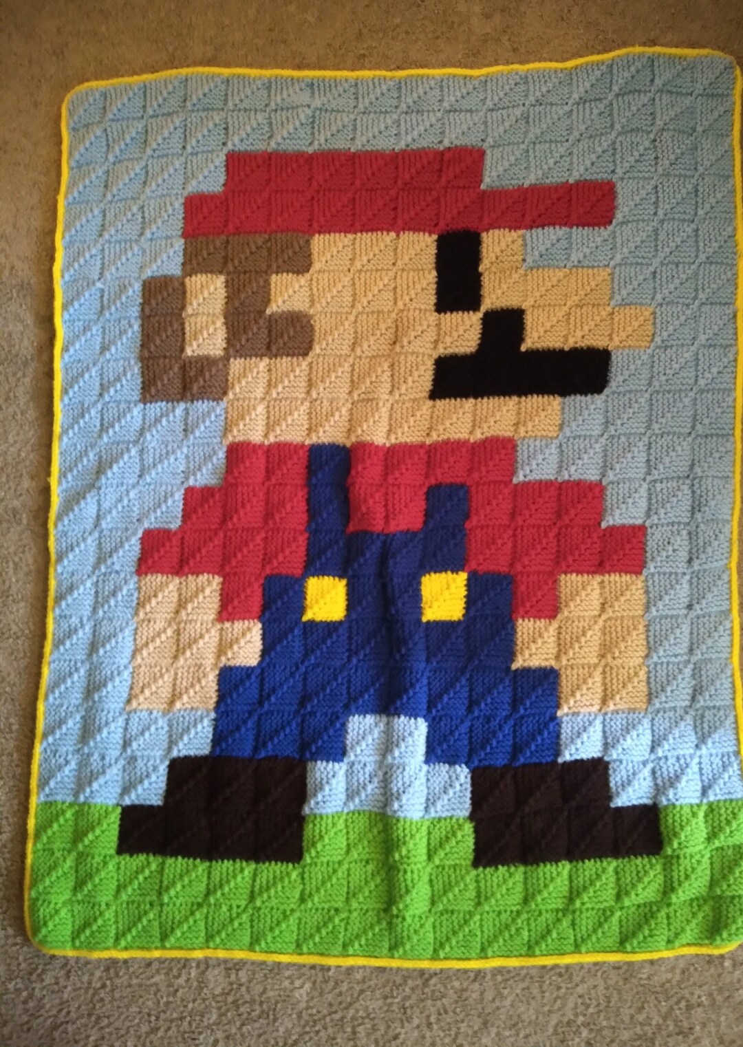 Knitted Mario Throw Blanket - Etsy