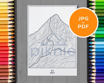 K2 Coloring Page | Etsy