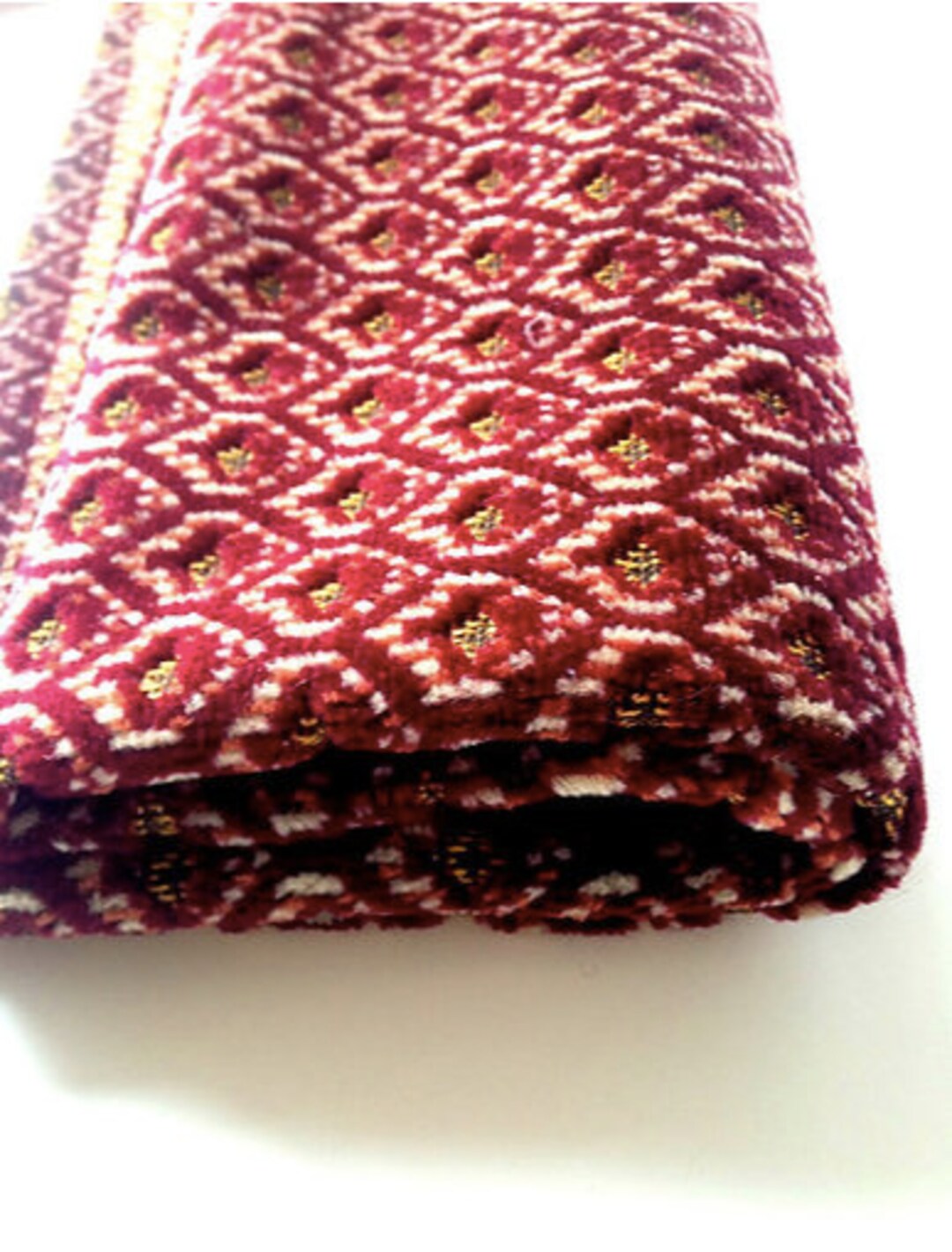Velvet Piece of Vintage Velvet Dark Red With Pattern Very Thick Little ...