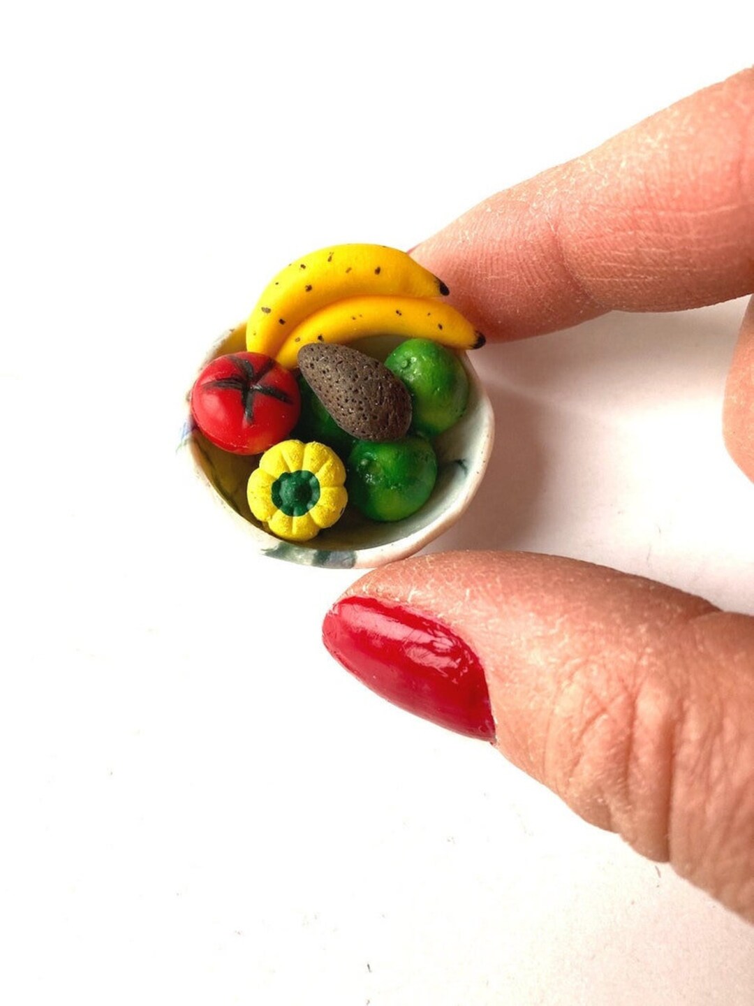 Handmade Dollhouse Miniature Miniature Fruit Bowl Marbled Fruit Bowl ...