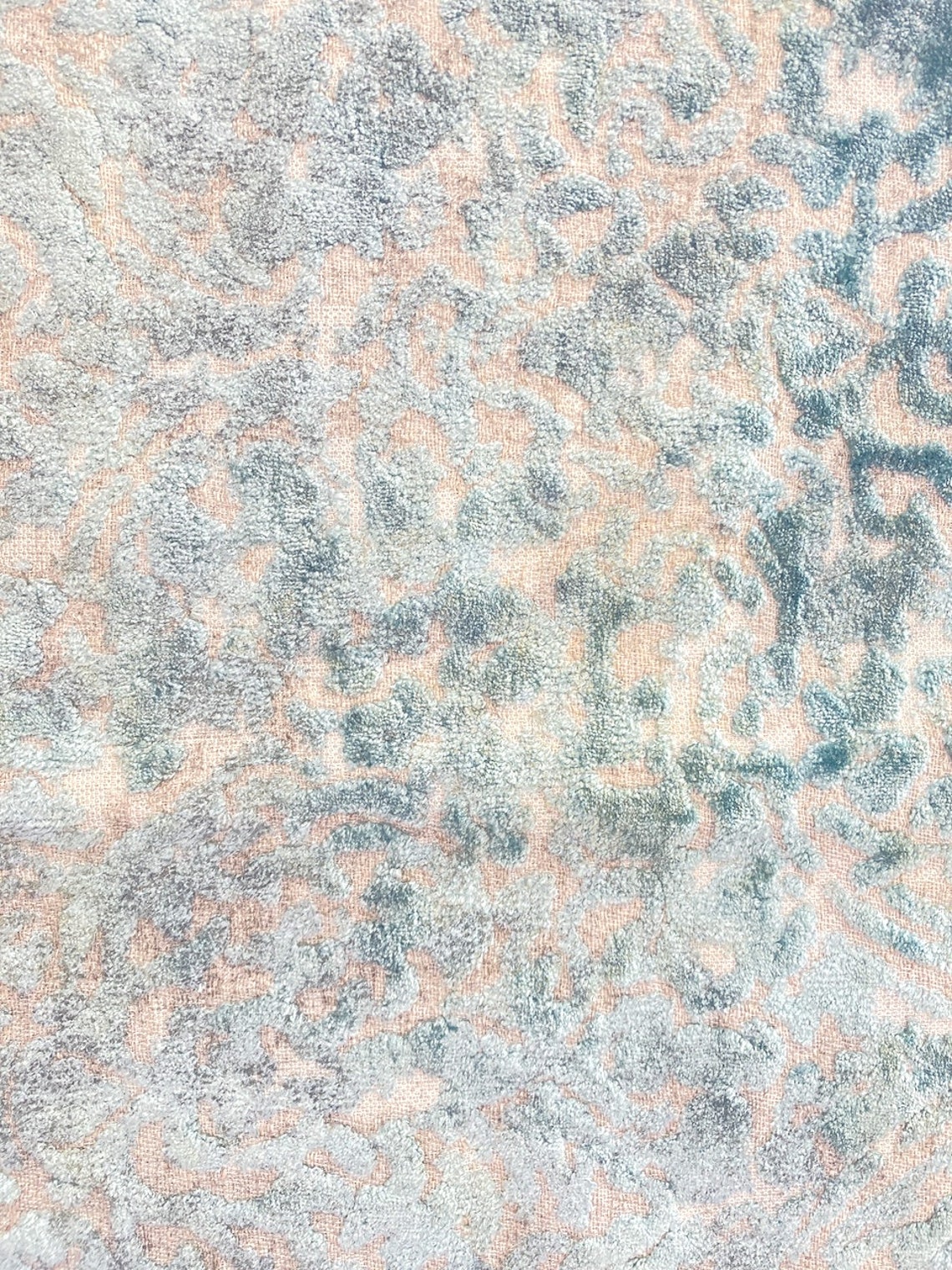 Velvet Piece of Embossed Velvet Leftover From Upholstery Blue-gray With ...