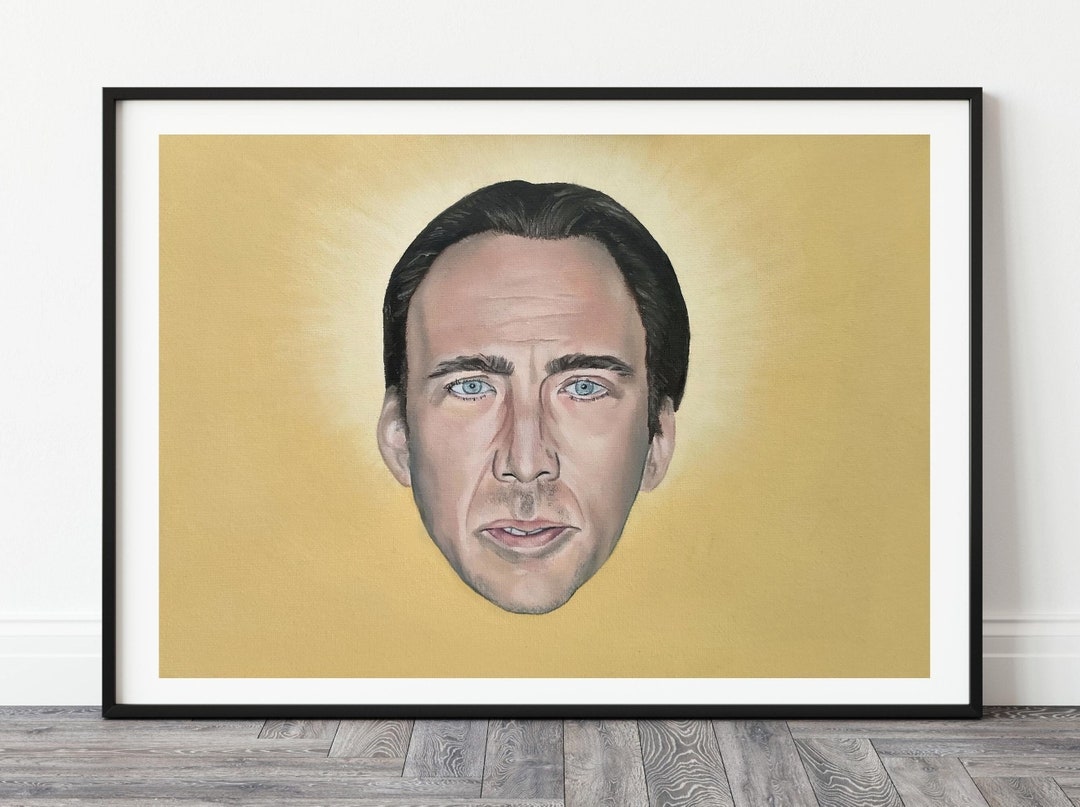 Nicolas Cage Art Print, Oil Painting, Nicolas Cage Fan Art, Funny Art ...