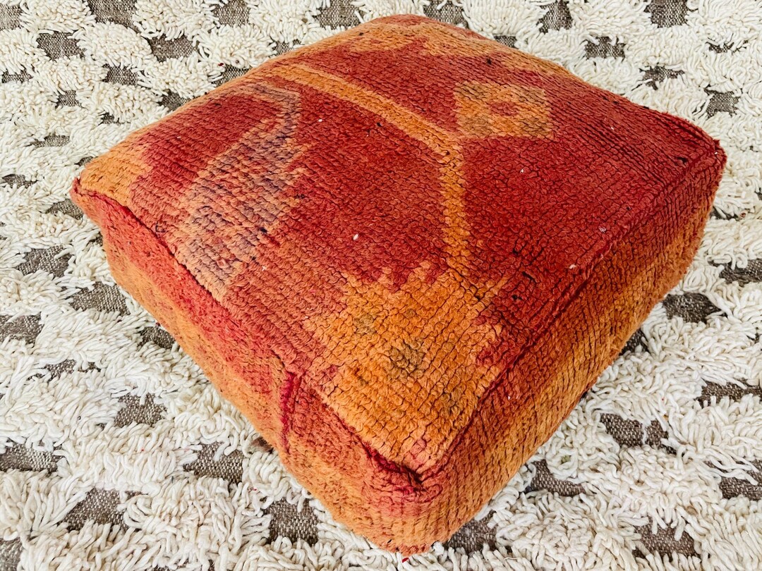 Moroccan Vintage Pouffe Kilim Cover Stool Floor Cushion Bench Chair ...