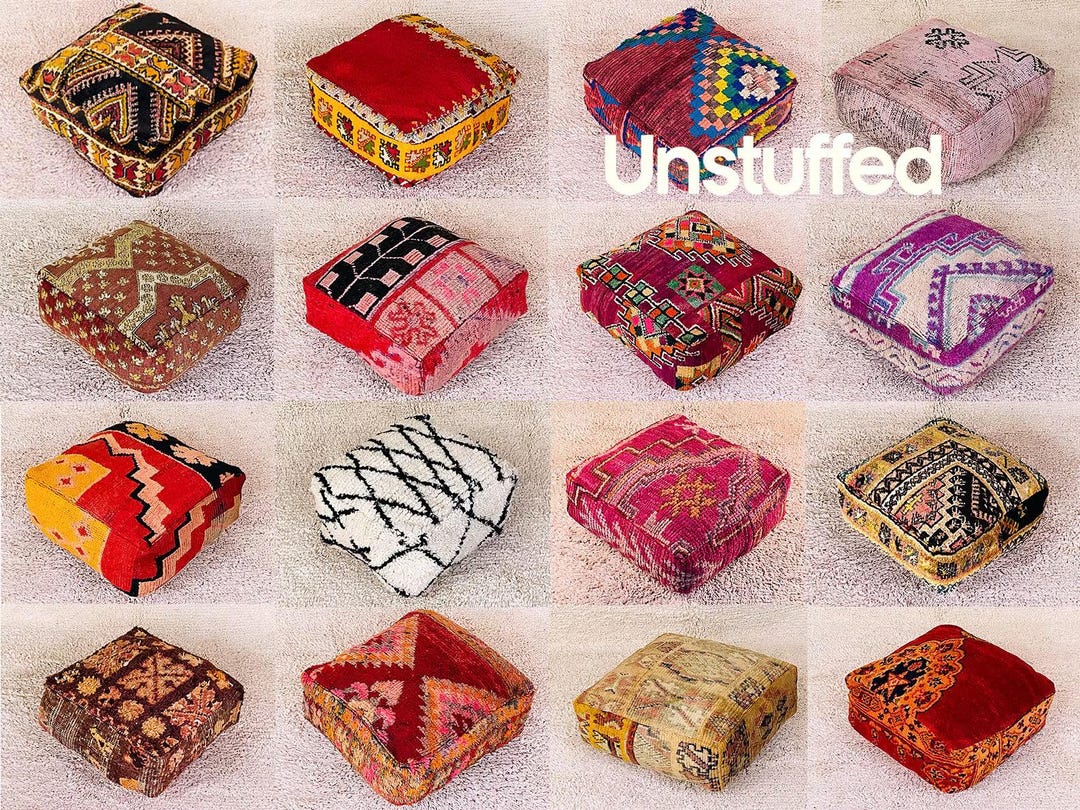 50% OFF Morocco Kilim Pouf, Outdoor Furniture Pouf, Vintage Moroccan ...