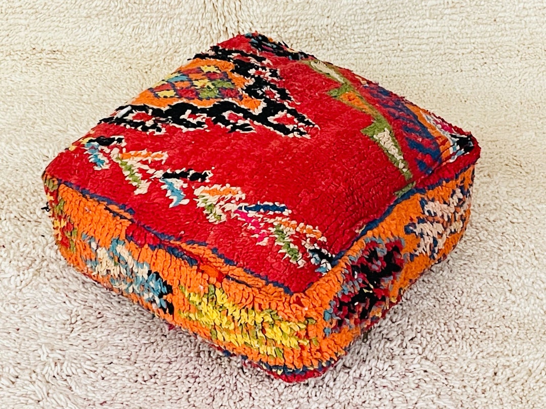 Morocco Kilim Pouf, Outdoor Kilim Poufs, Vintage Moroccan Kilim, Pouf ...