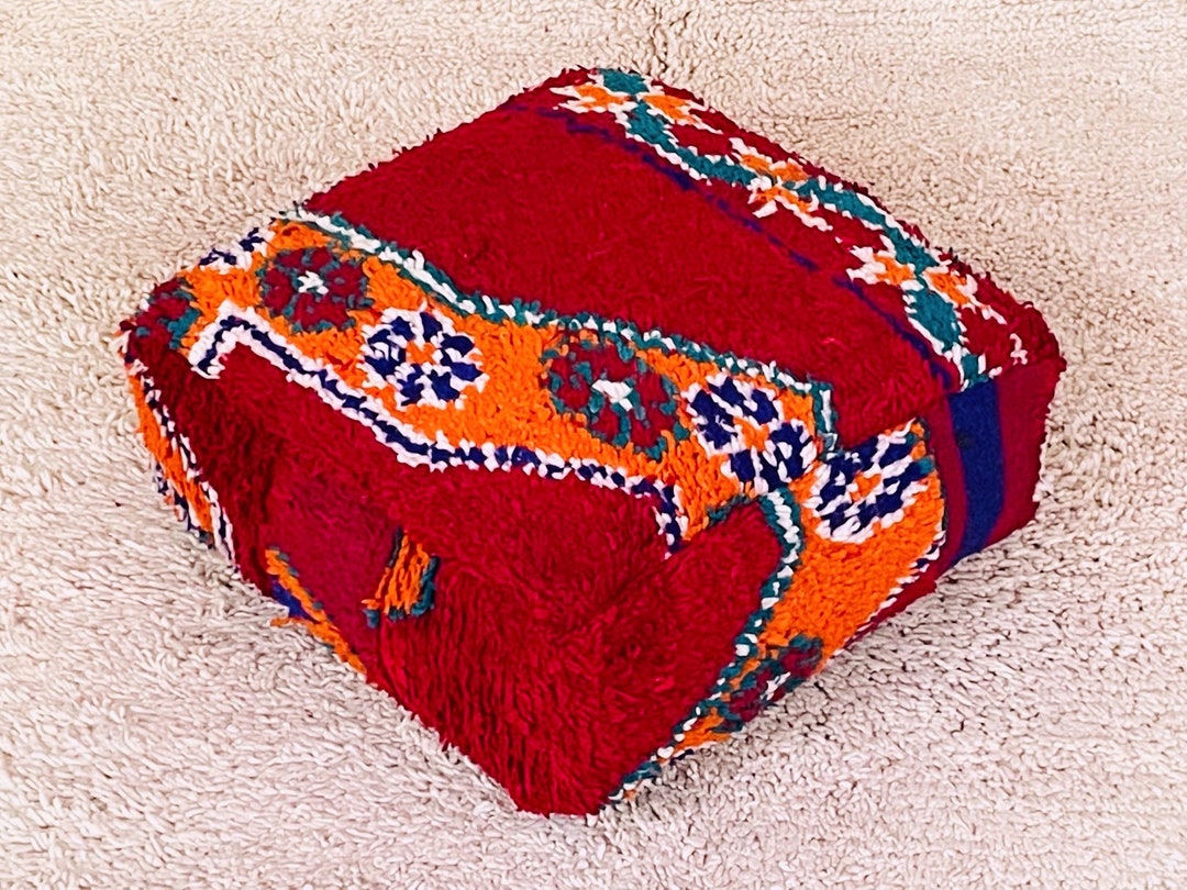 Moroccan Pouf, Vintage Moroccan Ottoman, Vintage Pouf, Floor Cushion ...