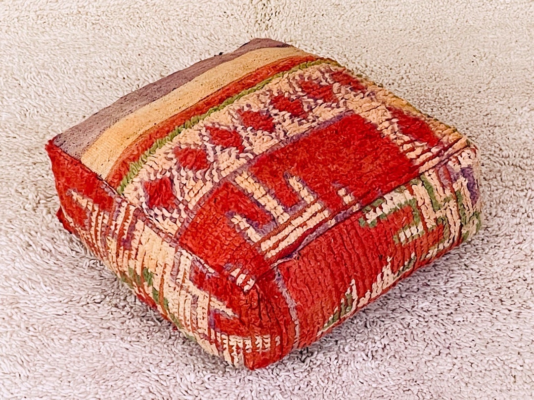 Morocco Kilim Pouf, Outdoor Furniture Pouf, Vintage Moroccan Ottoman ...