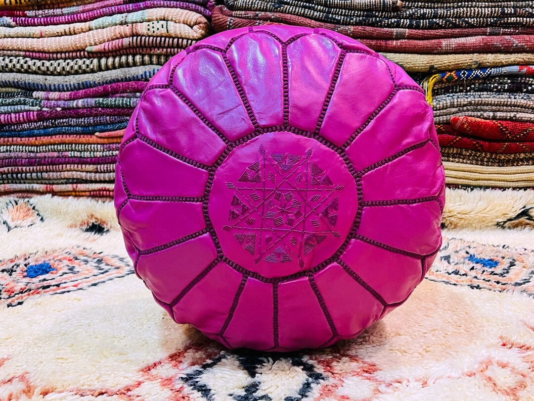 Pouf Moroccan Leather Pouf, Moroccan Ottoman Pouf, Moroccan Pouffe ...