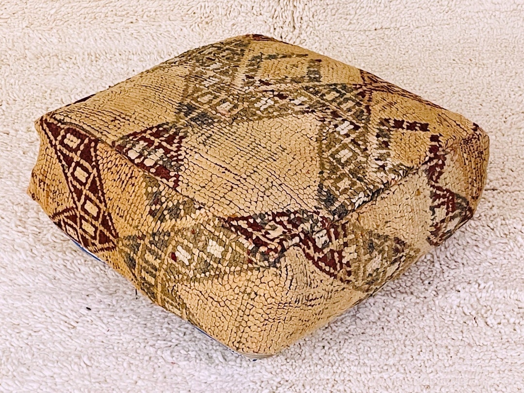 Morocco Kilim Pouf, Outdoor Furniture Pouf, Vintage Moroccan Ottoman ...