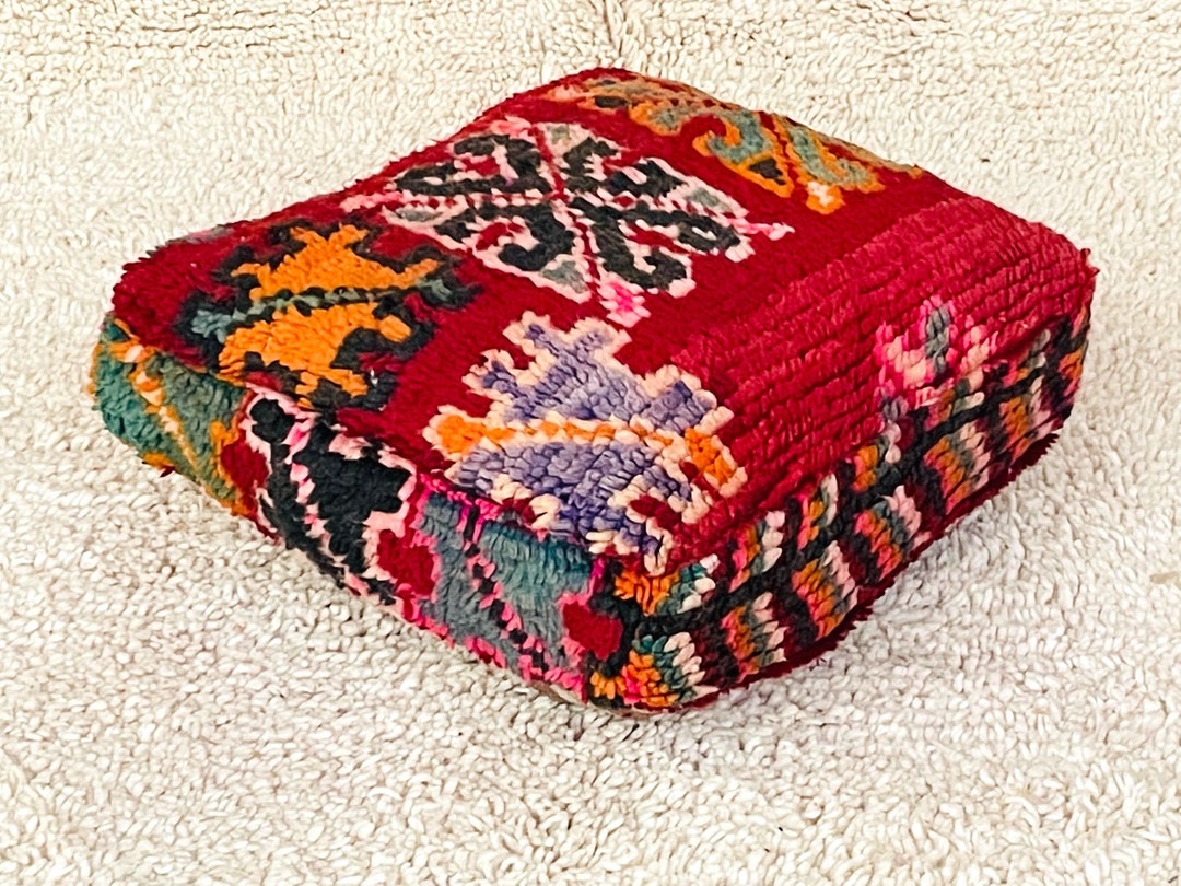 Morocco Kilim Pouf, Outdoor Furniture Pouf, Vintage Moroccan Ottoman ...