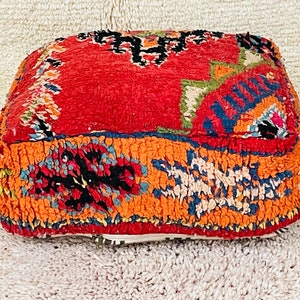 Morocco Kilim Pouf, Outdoor Kilim Poufs, Vintage Moroccan Kilim, Pouf ...