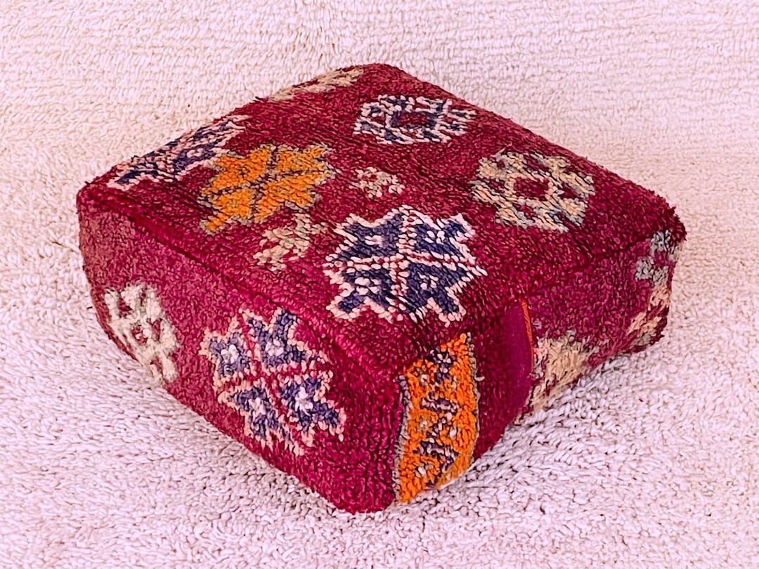 Moroccan Kilim Pouf, Moroccan Floor Cushion, Vintage Kilim Pouf ...