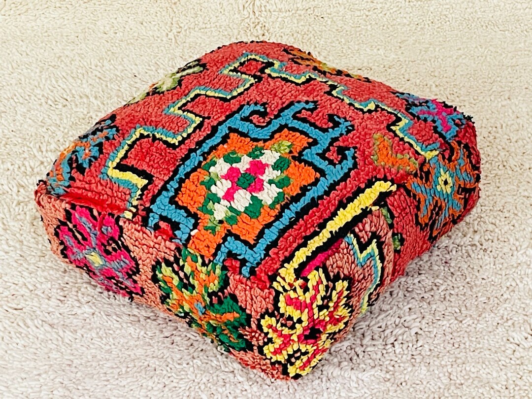 Moroccan Floor Pouf Moroccan Foot Stool Ottoman Yoga - Etsy
