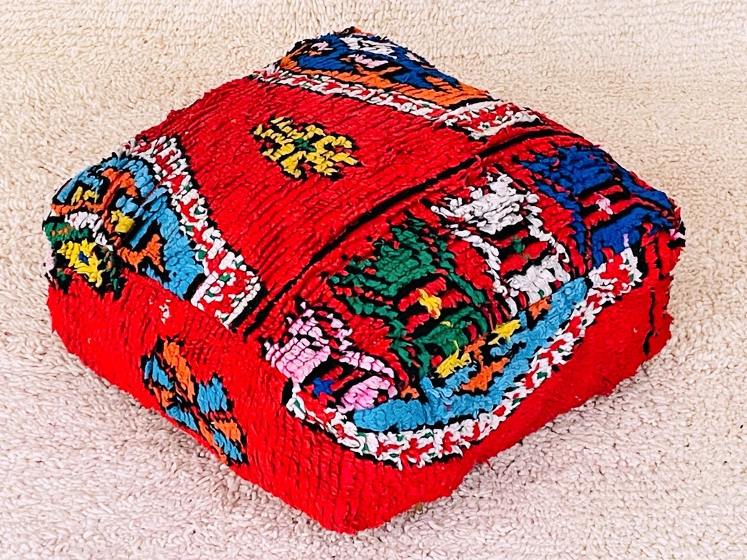 Morocco Kilim Pouf, Outdoor Furniture Pouf, Vintage Moroccan Ottoman ...