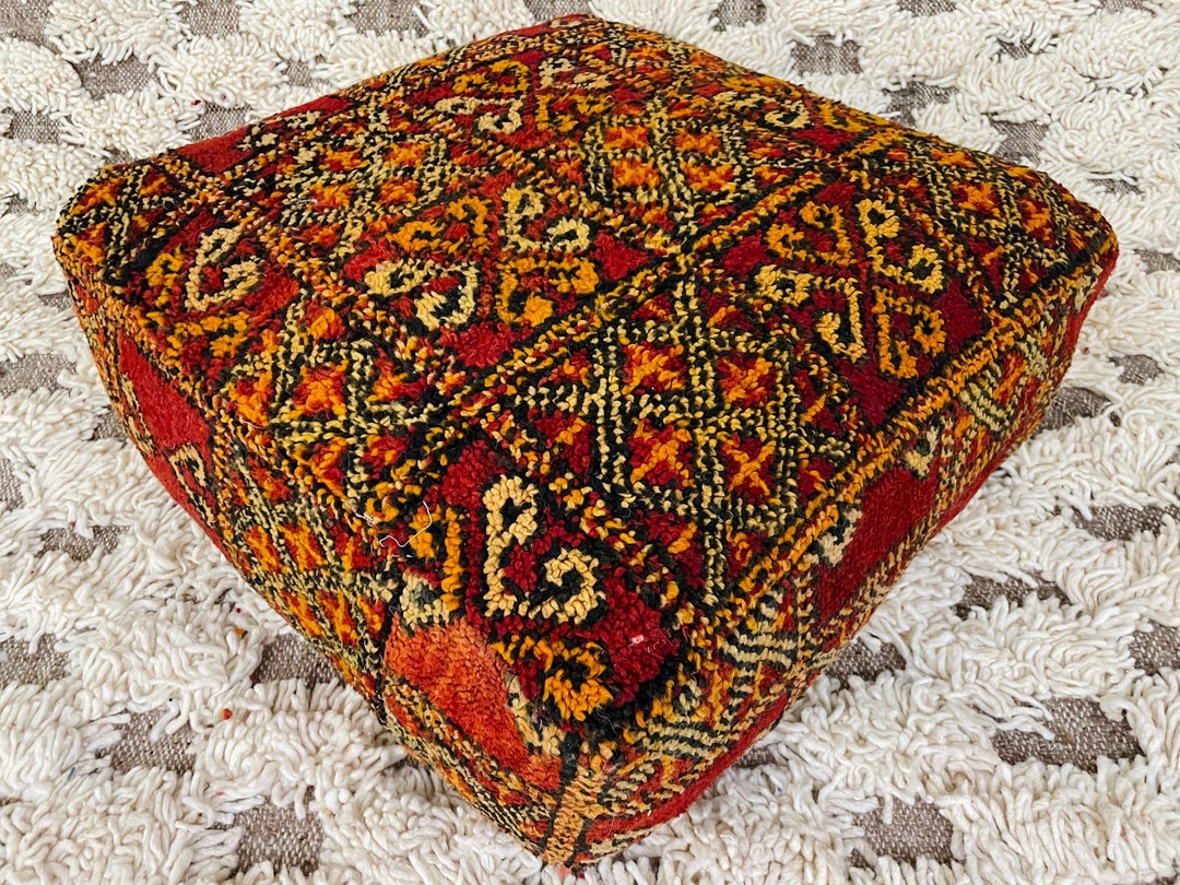Morocco Kilim Pouf, Outdoor Furniture Pouf, Vintage Moroccan Ottoman ...