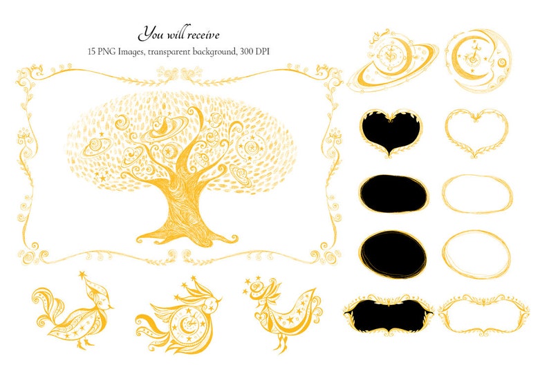 Family Tree Clipart Family Tree Sublimation Golden Clipart - Etsy