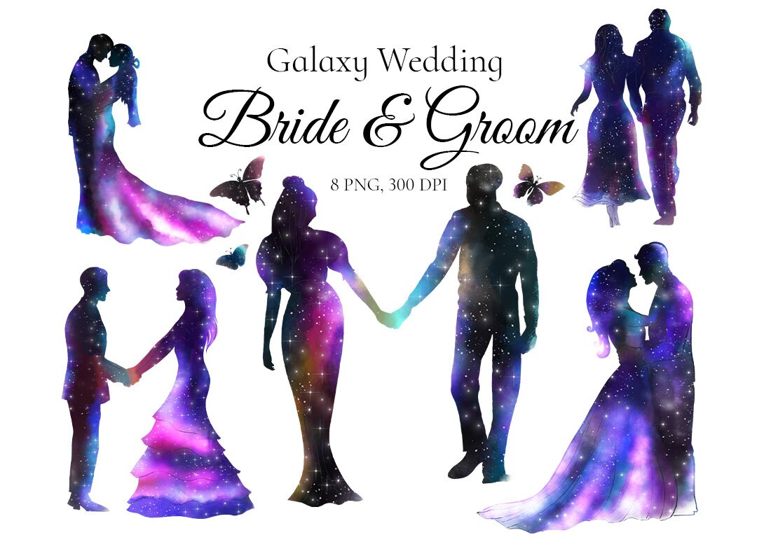 Galaxy Wedding Clipart Bride and Groom Png Marriage Clipart - Etsy